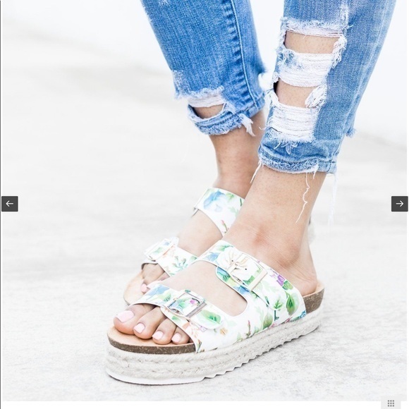 Nature Breeze | Shoes | Nature Breeze Kacie White Floral Vegan Leather ...